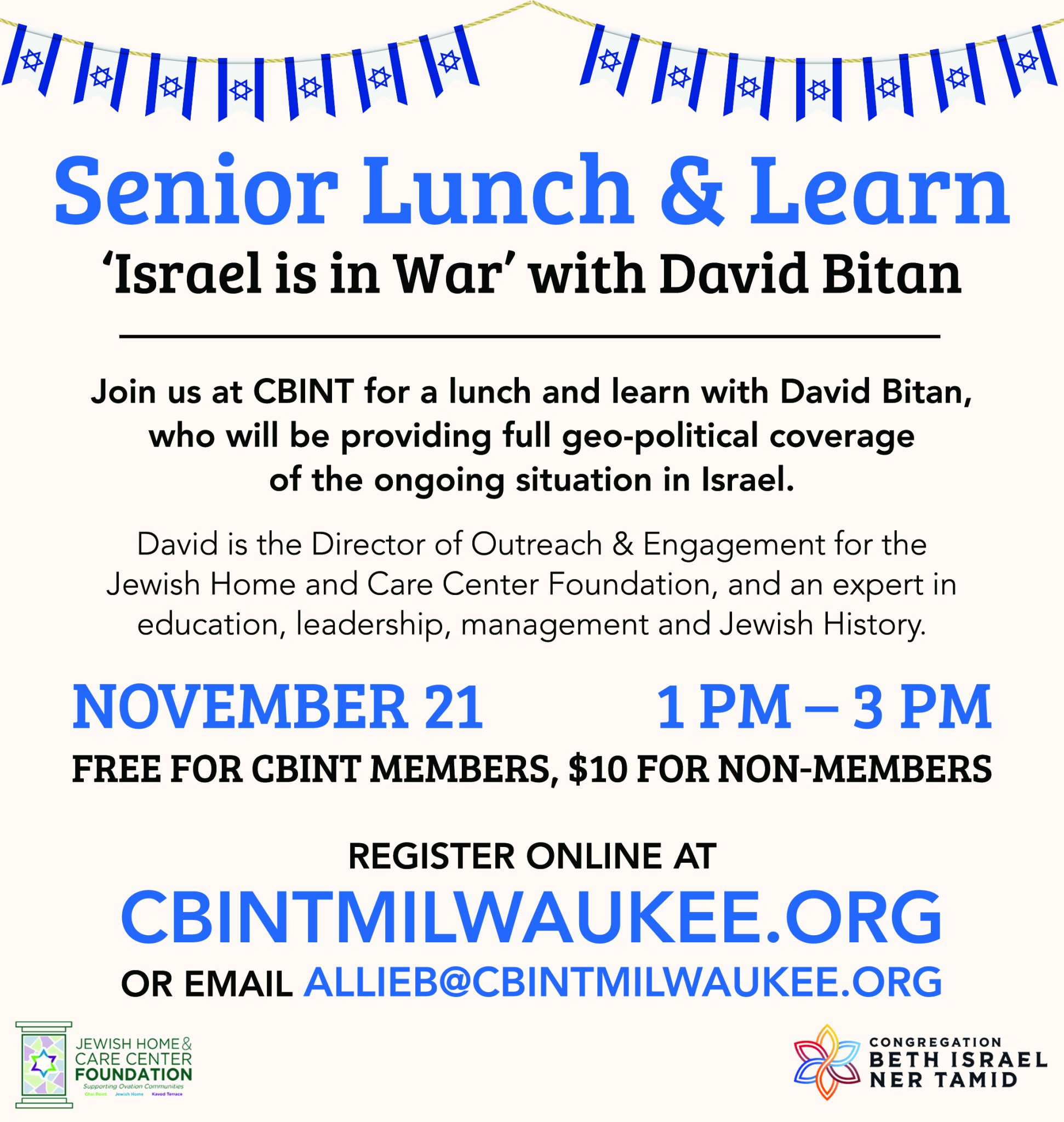 Senior Lunch & Learn | Congregation Beth Israel Ner Tamid - Milwaukee ...